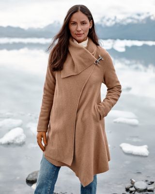 Asymmetrical Boiled-Wool Coat | Garnet Hill