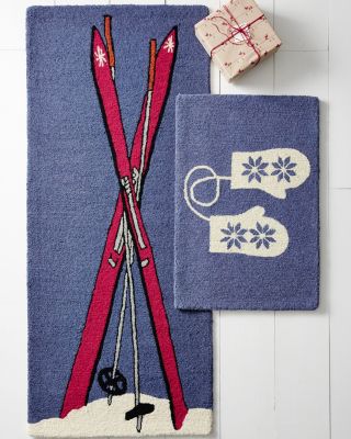 Garnet Hill Retro Skis Hooked Wool Rug | Garnet Hill