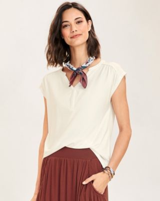 Essential Gathered-Neck Knit Top | Garnet Hill