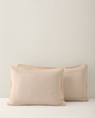 Crochet Embellished-Trim Relaxed-Linen Sham | Garnet Hill