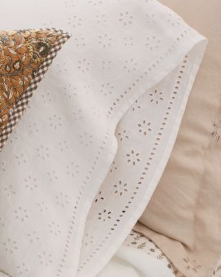 Eyelet Embellished-Trim Relaxed-Linen Sheets | Garnet Hill