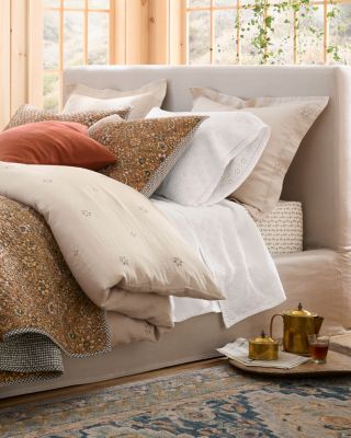 Eyelet Embellished-Trim Relaxed-Linen Sheets | Garnet Hill