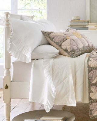 Ruffle Embellished-Trim Relaxed-Linen Sheets | Garnet Hill