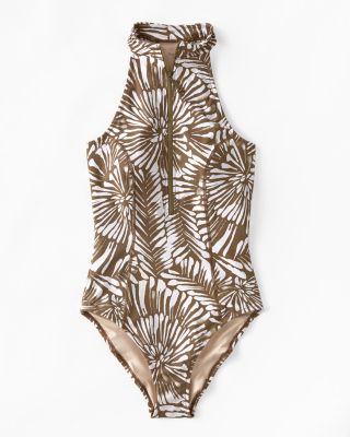 Garnet Hill Active Zip Front One Piece Swimsuit Garnet Hill