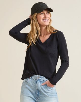 Weekender V-Neck Long-Sleeve Tee | Garnet Hill