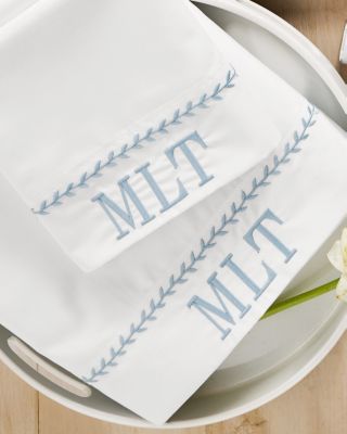 Signature Vine Embroidered Percale Sheets | Garnet Hill
