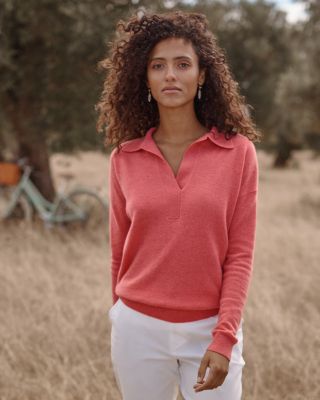 Essential Cashmere Polo Sweater | Garnet Hill