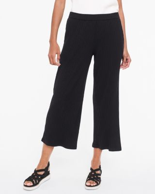 EILEEN FISHER Textured Stretch Ribbed Wide-Leg Pants | Garnet Hill