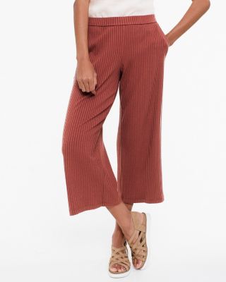 EILEEN FISHER Textured Stretch Ribbed Wide-Leg Pants | Garnet Hill