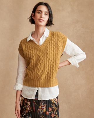 Cabled Cashmere Sweater Vest | Garnet Hill