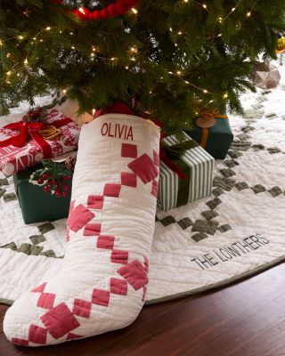Agnes Linen Quilted Stocking | Garnet Hill