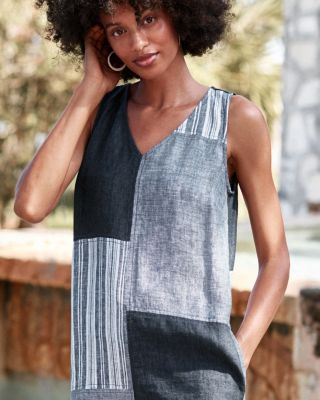Hillside Linen Patchwork Dress | Garnet Hill