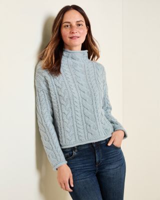 Lumi Cabled Cashmere Turtleneck Sweater | Garnet Hill