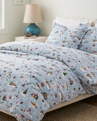 Mushroom Festivous Organic-Cotton Flannel Duvet Cover | Garnet Hill