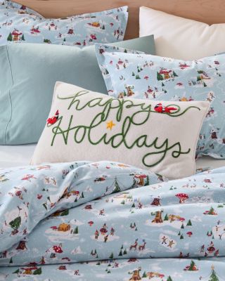 Mushroom Festivous Organic-Cotton Flannel Duvet Cover | Garnet Hill