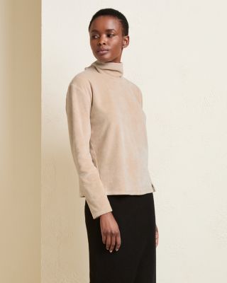 Velour Knit Turtleneck Top | Garnet Hill