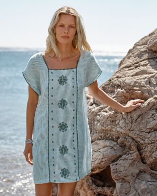 Embroidered Linen Beach Dress | Garnet Hill