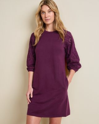 Eyelet-Sleeve Knit Dress | Garnet Hill