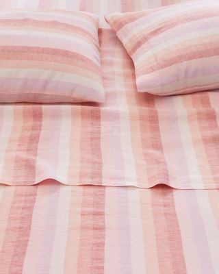 Sun-Washed Stripe Relaxed-Linen Sheet Set | Garnet Hill