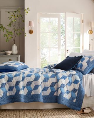 Blue Cubes Quilt | Garnet Hill