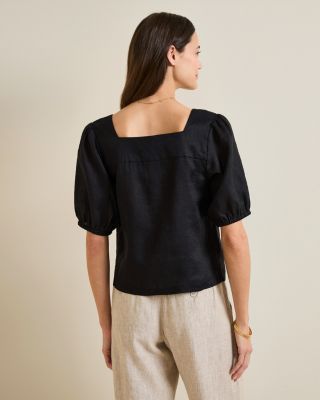 Linen Square-Neck Top | Garnet Hill