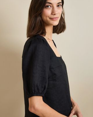 Linen Square-Neck Top | Garnet Hill
