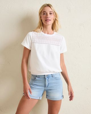 Eyelet French Terry Tee | Garnet Hill