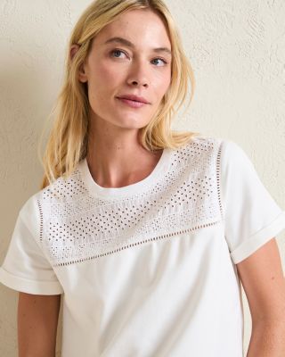 Eyelet French Terry Tee | Garnet Hill