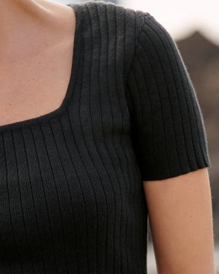 Pima Cotton Square-Neck Sweater | Garnet Hill