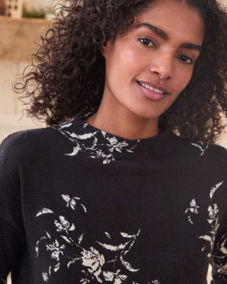 Printed Cashmere Mock-Neck Sweater | Garnet Hill