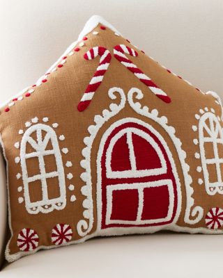 Gingerbread House Embroidered Pillow | Garnet Hill