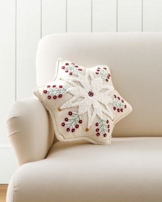 Holiday Snowflake Embroidered Pillow | Garnet Hill