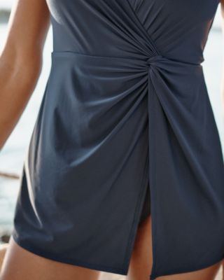 Shoreline Side-Slit Swim Dress | Garnet Hill