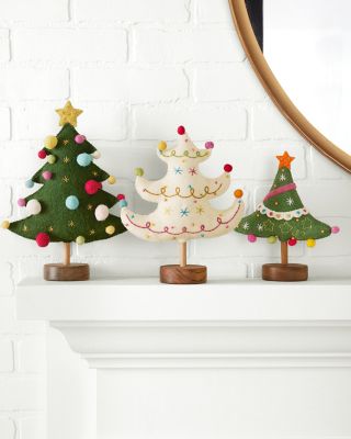 Festive Whimsical Felted Trees Set - Set of 3 | Garnet Hill