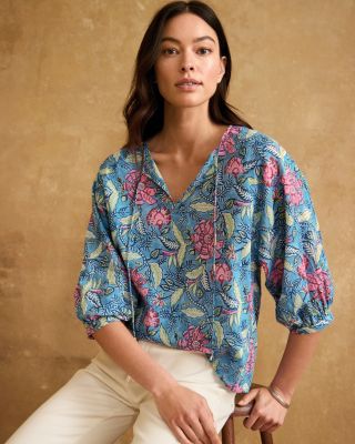 Keya Organic-Cotton Voile Blouse | Garnet Hill