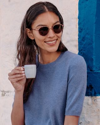 Joy Cashmere Elbow-Sleeve Sweater | Garnet Hill