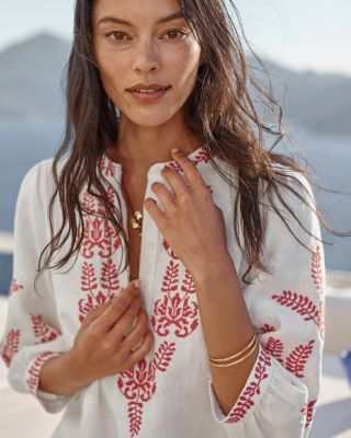 Jessa Embroidered Linen Dress | Garnet Hill