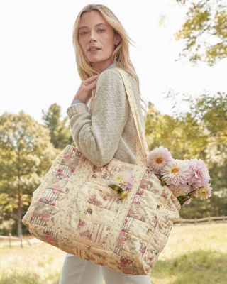 Organic-Cotton Postage Stamp Quilted Tote | Garnet Hill