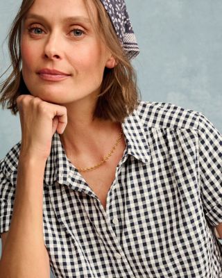 Finley Organic-Cotton Seersucker Blouse | Garnet Hill