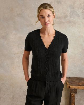 River Cashmere Pointelle Cardigan | Garnet Hill