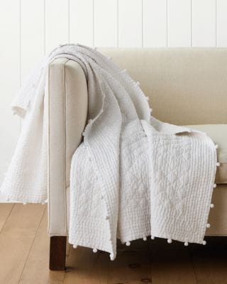 Solid Pebblebrook Organic-Cotton Voile Throw | Garnet Hill