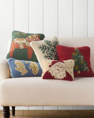Snow Mittens Hooked Wool Pillow | Garnet Hill