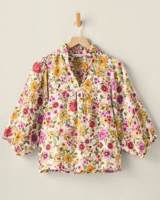 Marlowe Linen Puff-Sleeve Blouse | Garnet Hill