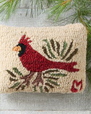 Cardinal Hooked Wool Pillow | Garnet Hill