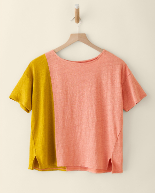 Organic-Linen Color-Block Tee | Garnet Hill Organic-Linen Color-Block Tee | Garnet Hill